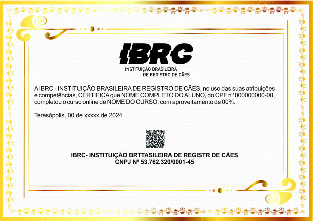 Certificado de Curso - IBRC - Pedigree